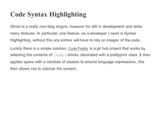 Code syntax highlighting in ghost | DOCX