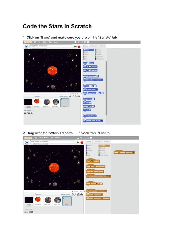 Code the stars in scratch | PDF