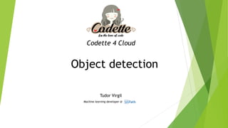 Object Detection, by Tudor Virgil, Machine Learning Developer @ Ui Path | PDF