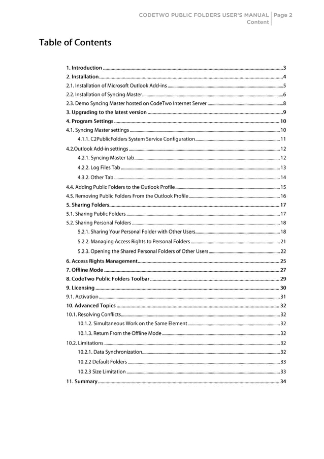 Codetwo public folders users manual - Share Outlook Calendars, Contacts ...