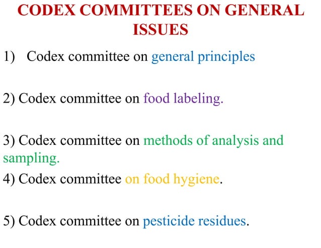 CODEX alimentariums of food safety and quality | PPT