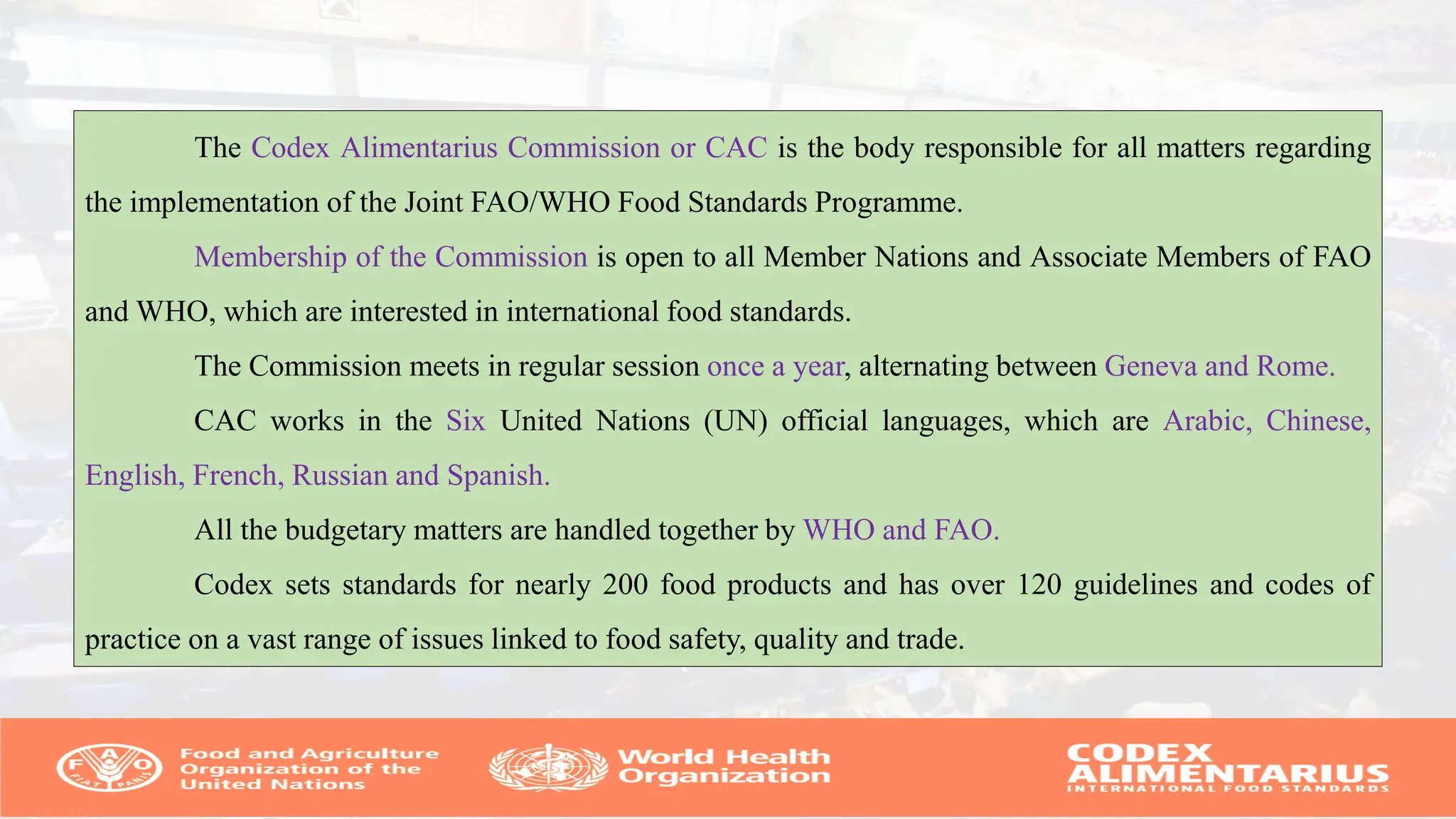 The Codex Alimentarius Commission (CAC). | PPTX