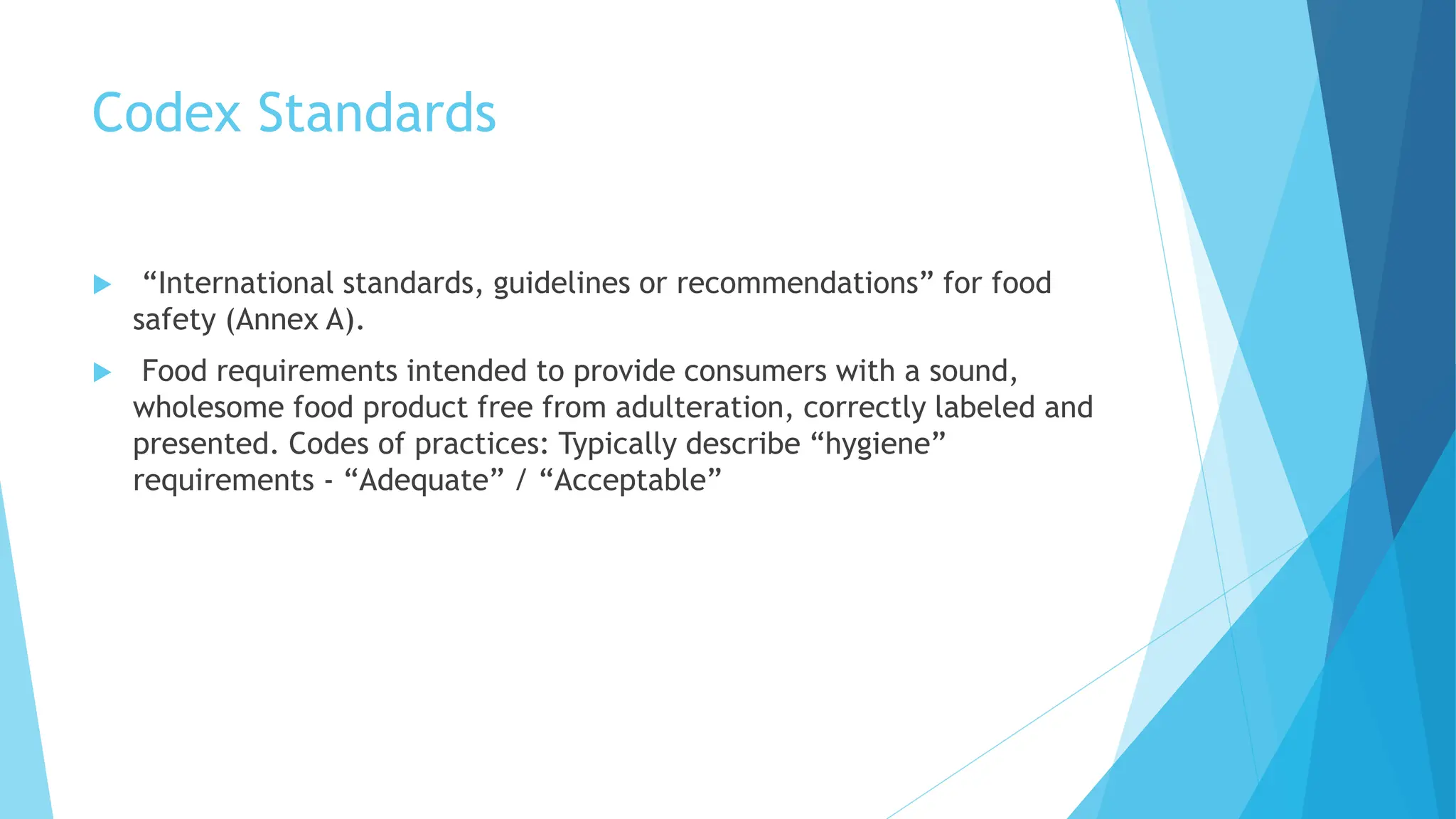 CODEX ALIMENTARIUS giving set of rules and regulations for the ...