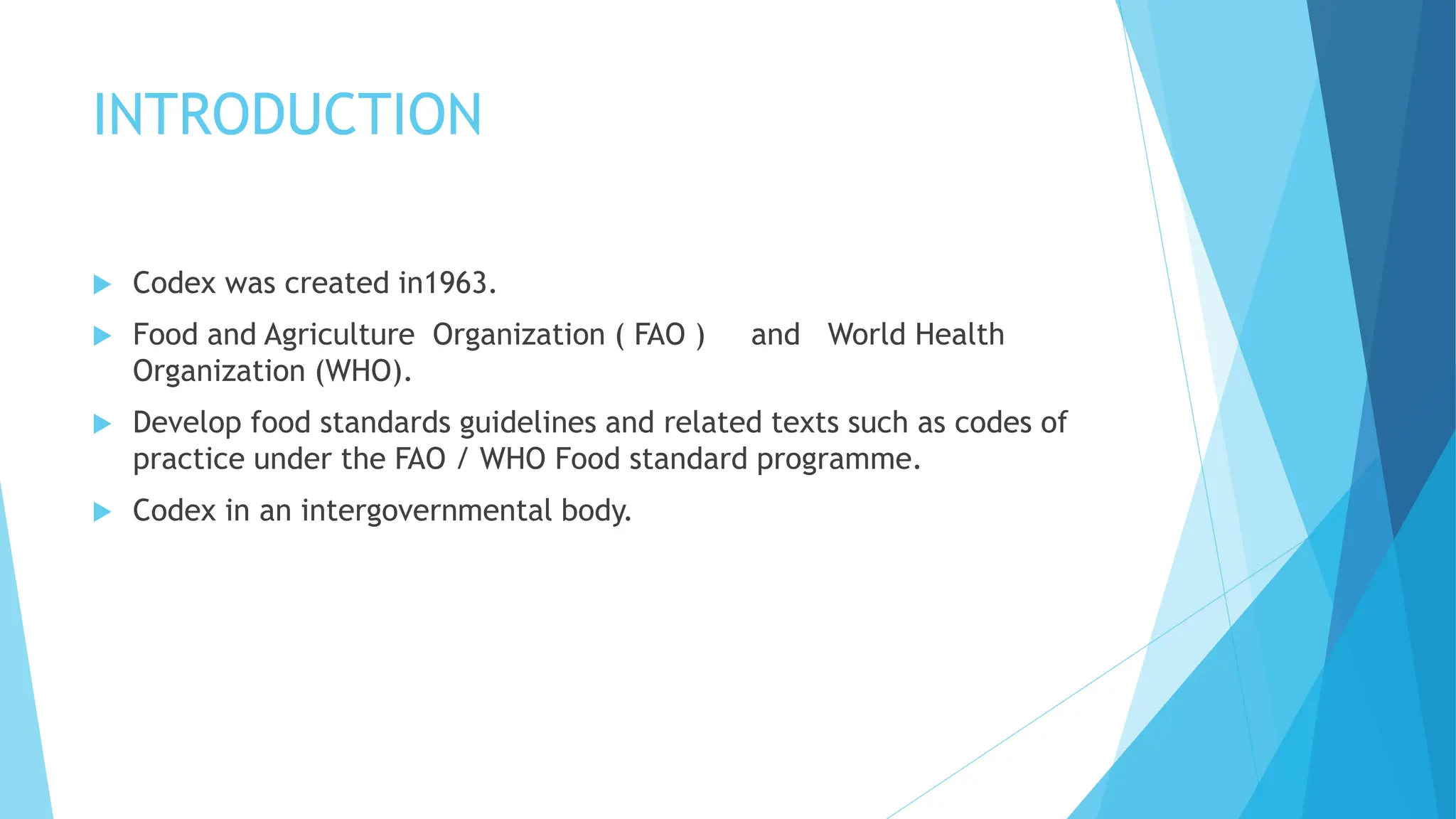 CODEX ALIMENTARIUS giving set of rules and regulations for the ...