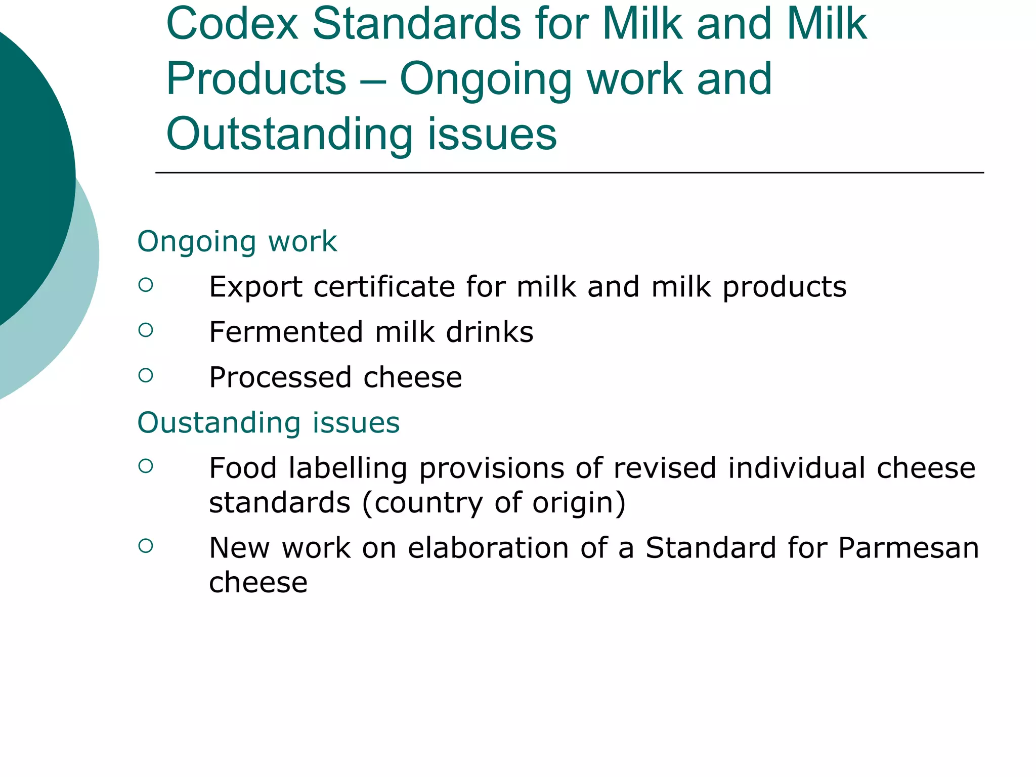 Codex work on milk and milk products (overview) | PPT