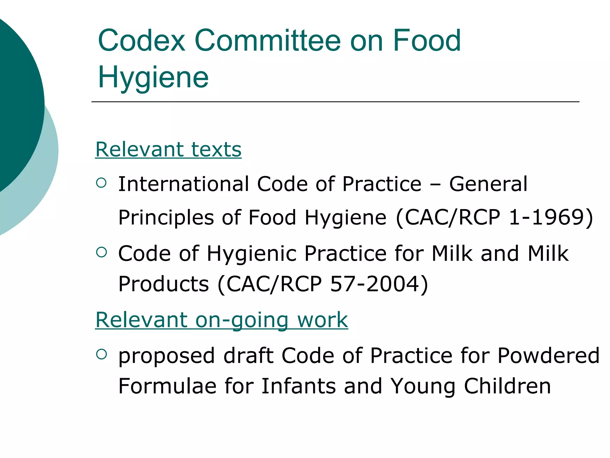 Codex work on milk and milk products (overview) | PPT | Chemistry | Science