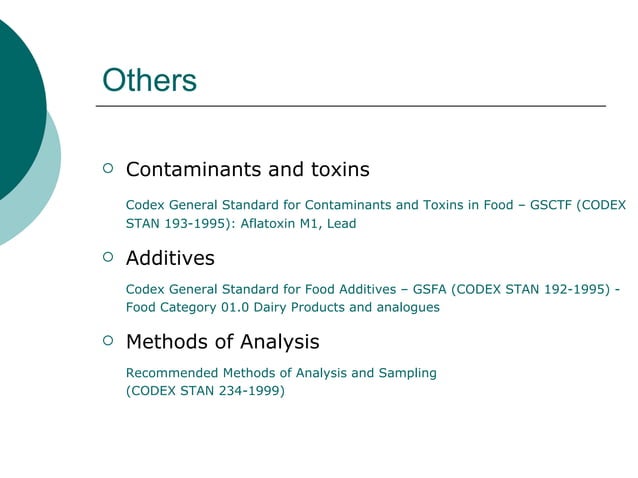 Codex work on milk and milk products (overview) | PPT | Chemistry | Science