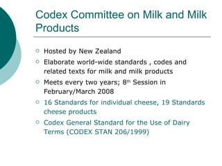 Codex work on milk and milk products (overview) | PPT