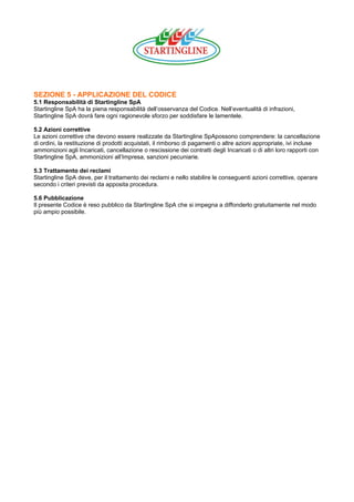 Codice Di Comportamento Startingline | PDF