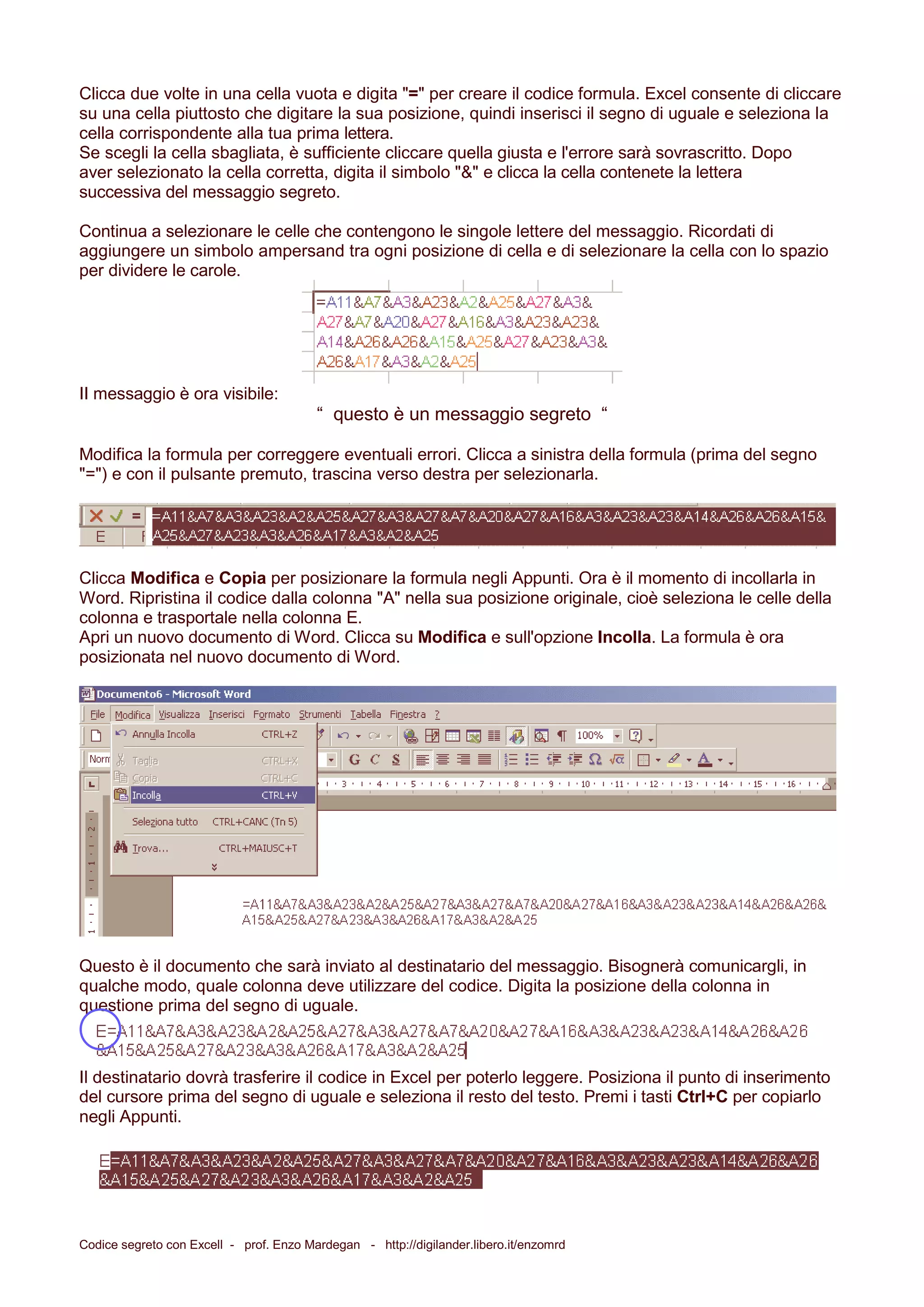 Codice segreto excel | PDF