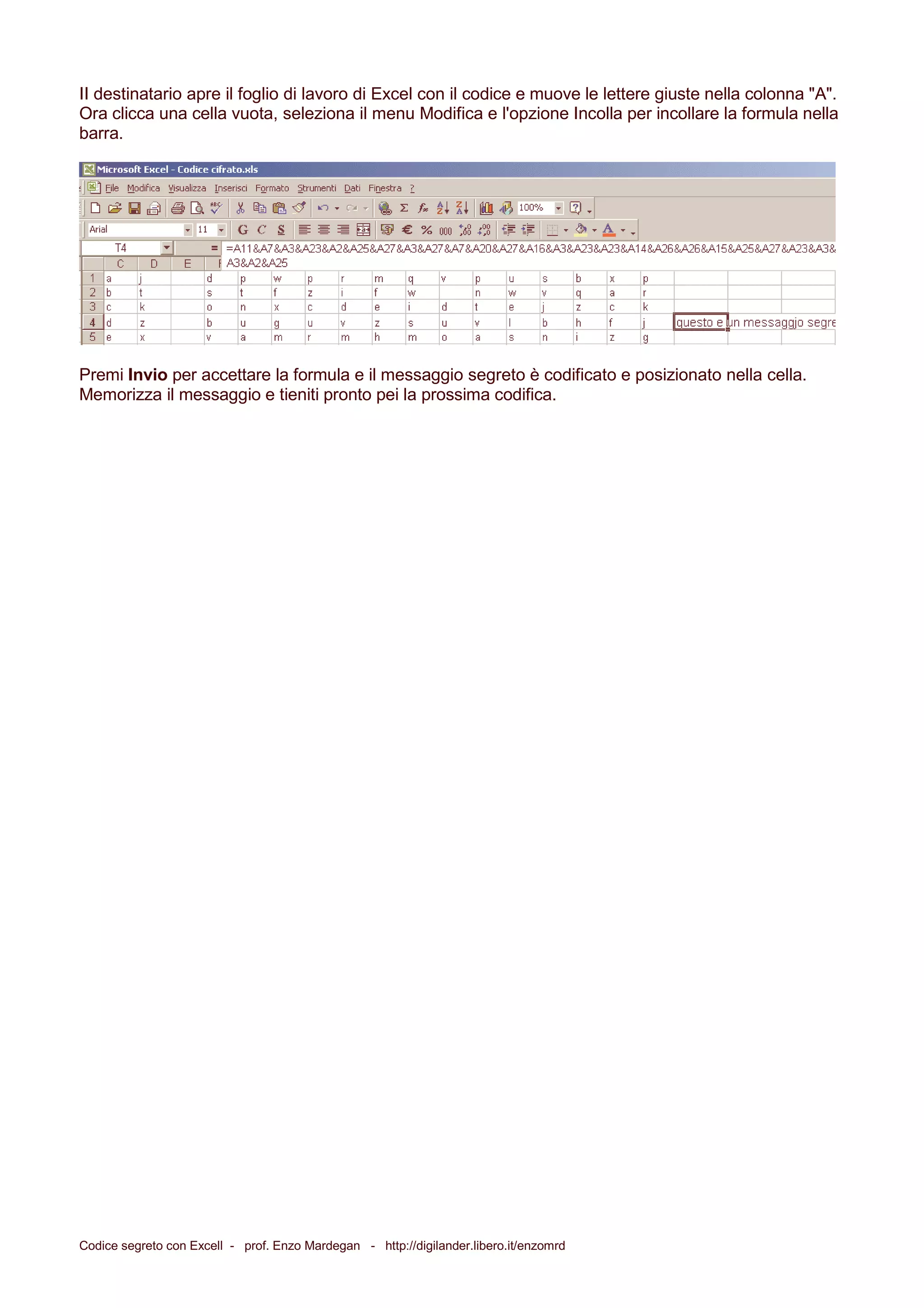 Codice segreto excel | PDF
