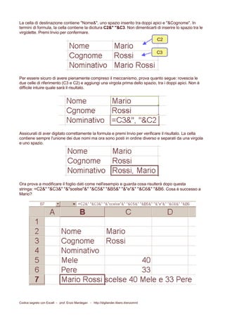 Codice segreto excel | PDF | Resume Writing and Advice | Job Search