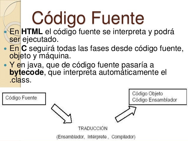 Codificación. Código Fuente, Objeto y Ejecutable.