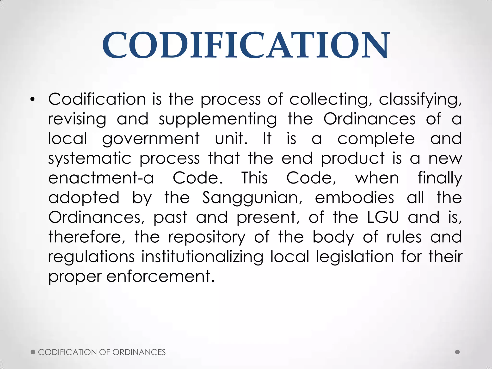Codification of ORDINANCES | PPTX