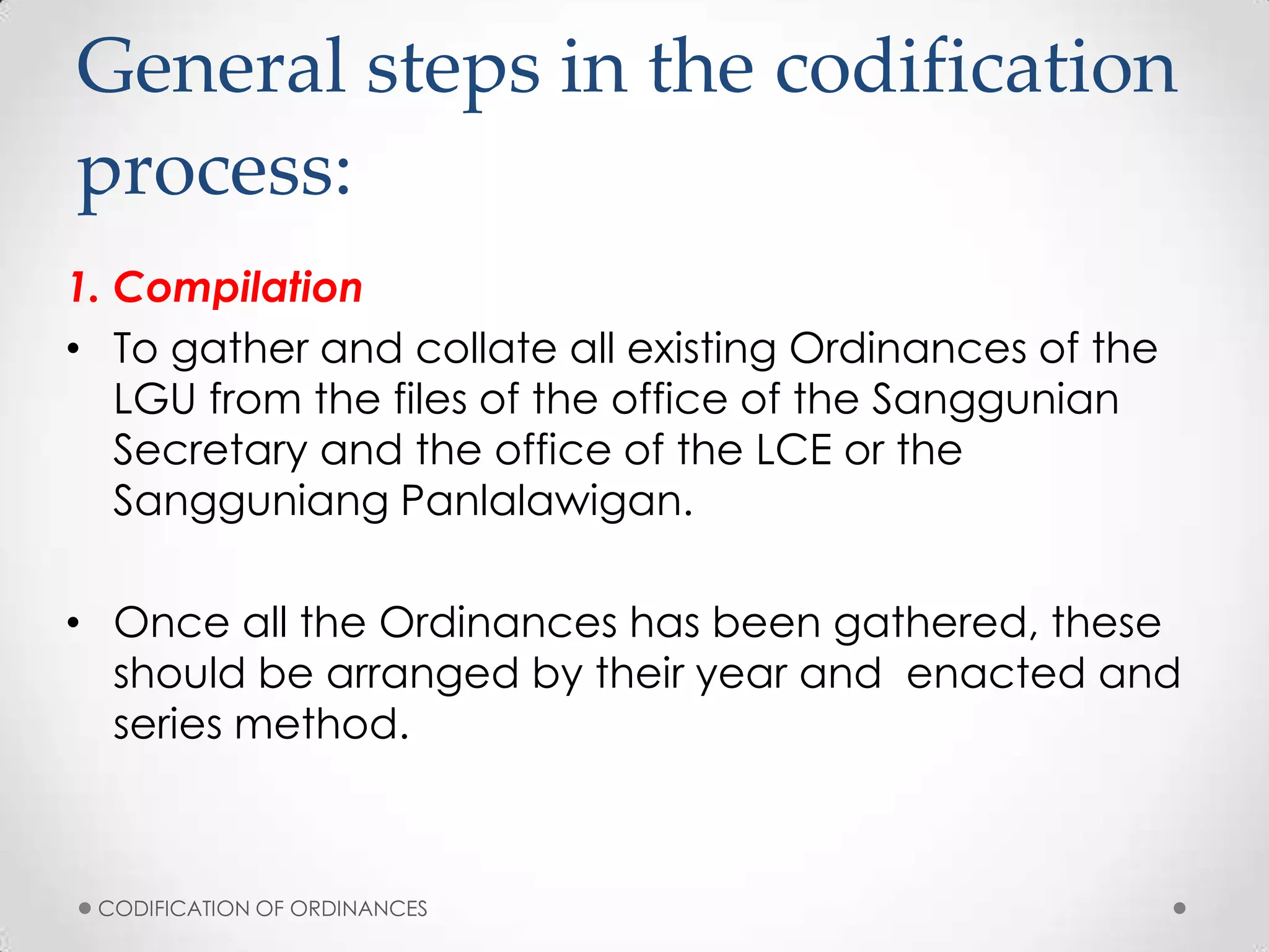 Codification of ORDINANCES | PPTX