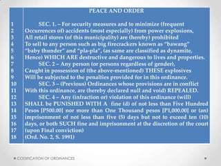 Codification of ORDINANCES | PPTX