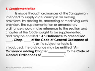Codification of ORDINANCES | PPTX
