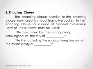 Codification of ORDINANCES | PPTX