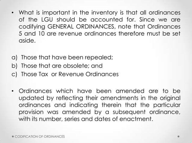 Codification of ORDINANCES | PPTX