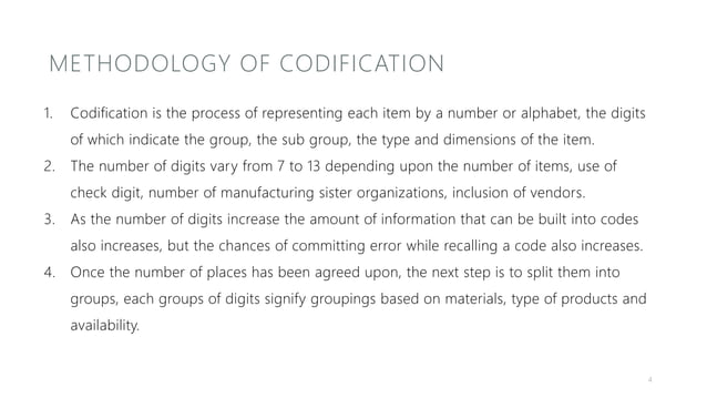 Codification and standardization of items | PPTX | Business | Business ...