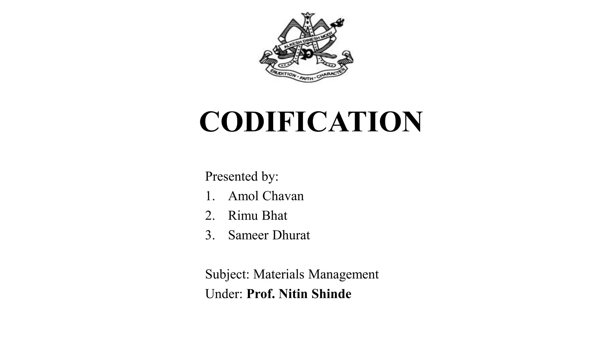 Codification in Materials Management | PPTX