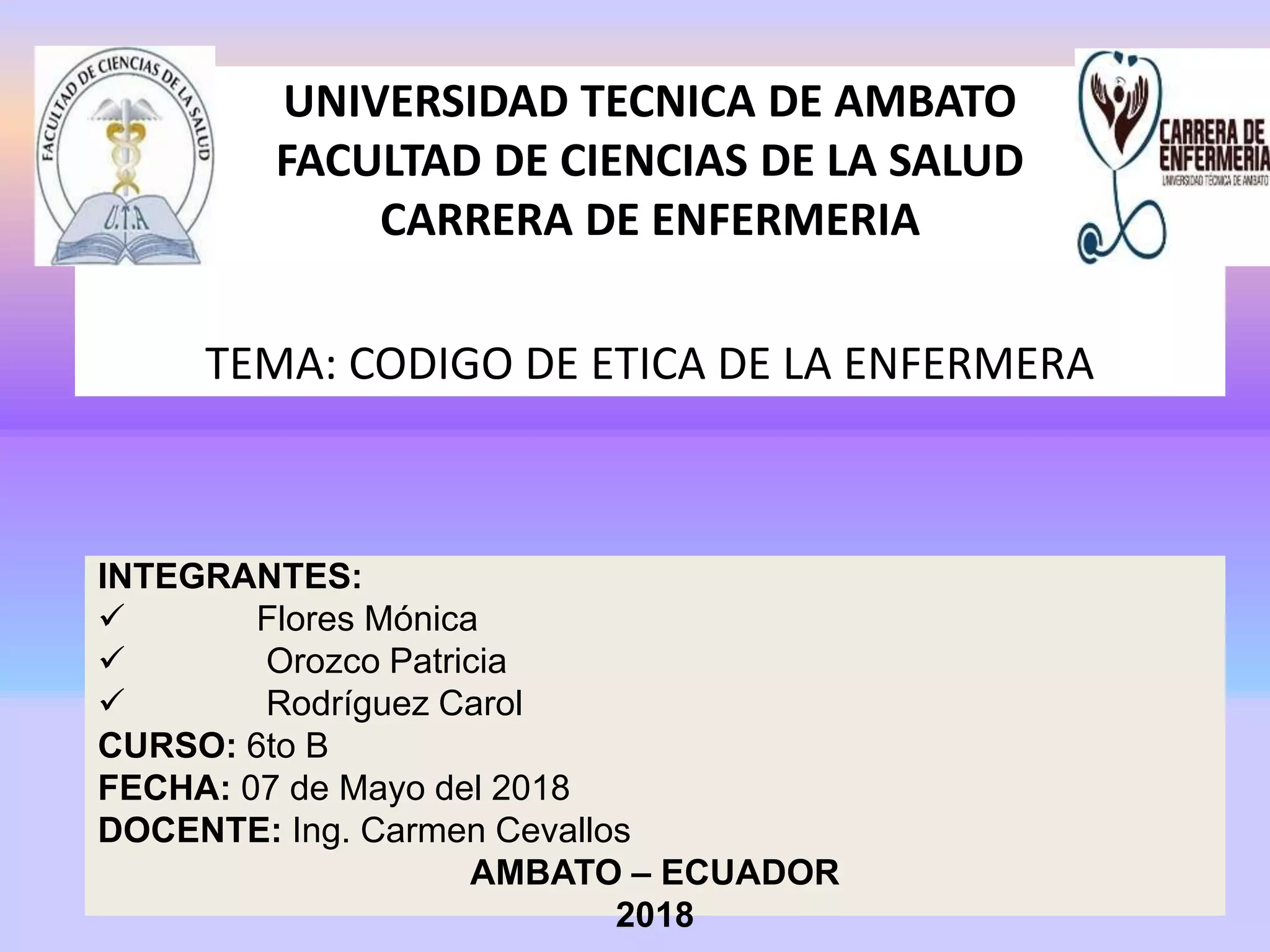 Codigo De Etica De Enfermeria Pptx