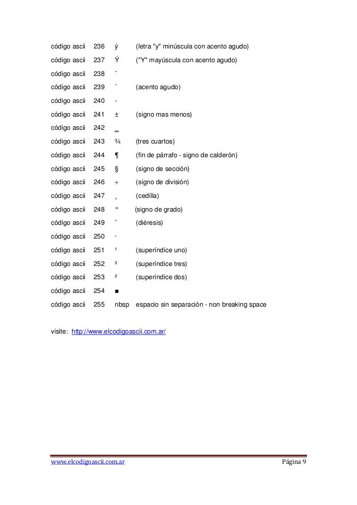 codigo ascii acentos portugues