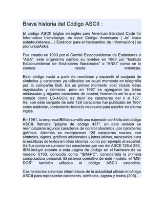 Codigo ASCII , Barra vertical, pleca , linea vertical, tabla con los ...