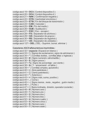 Codigo ascii | DOCX