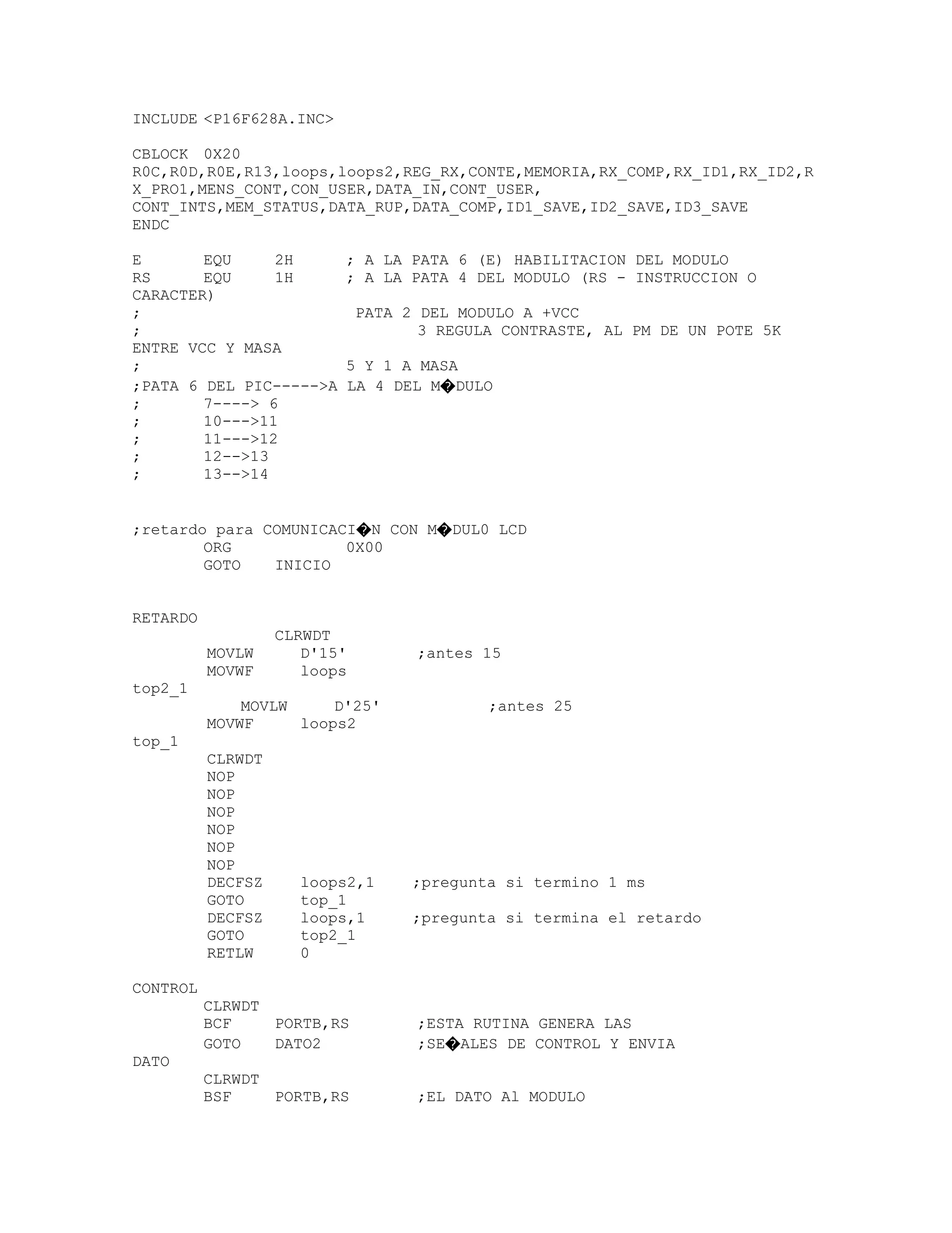 Código ASM para LCD Microcontrolador PIC | PDF