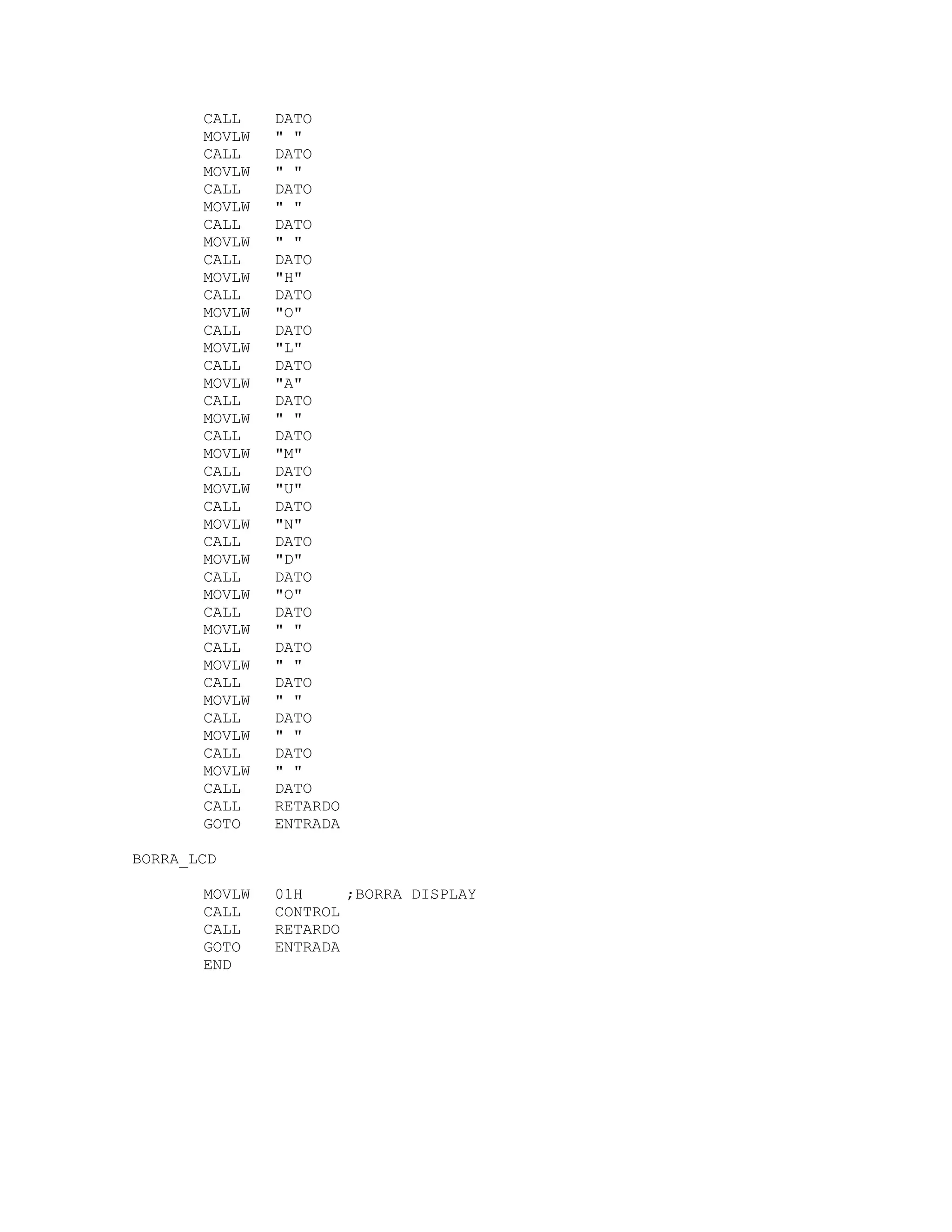 Código ASM para LCD Microcontrolador PIC | PDF