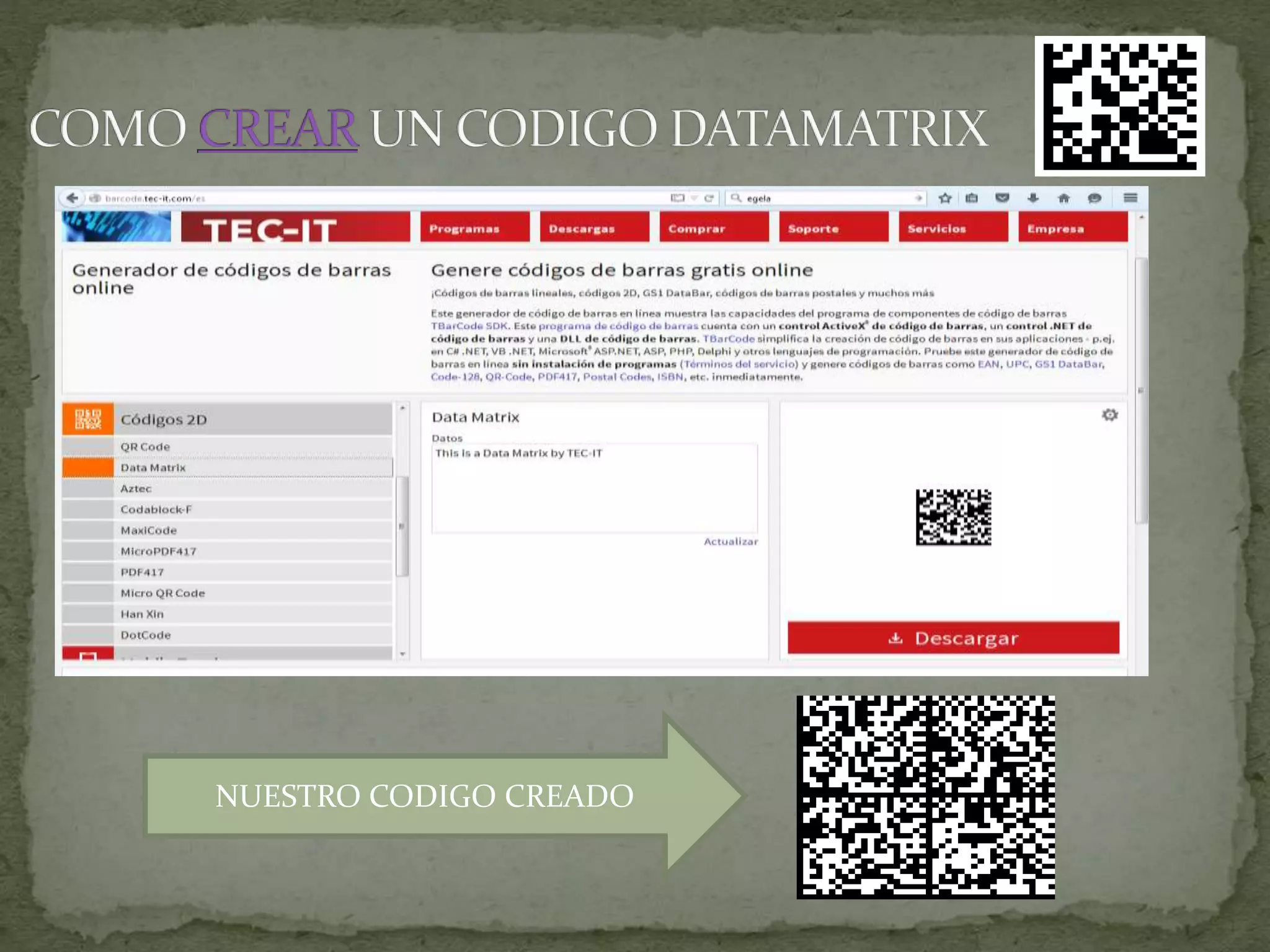 Codigo data matrix | PPTX | Databases | Computer Software and Applications