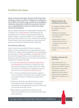 Codigo de conducta coca cola company | PDF