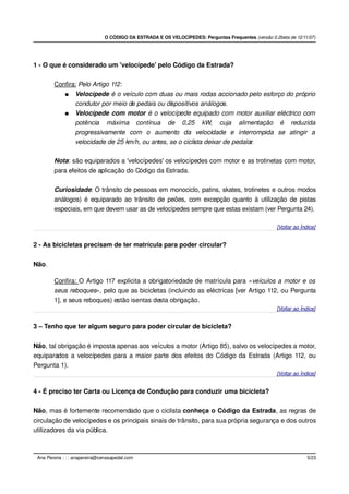 Codigo estrada velocipedes | PDF