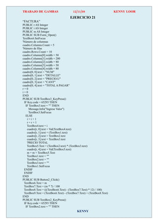 Codigo Fuente De Ejercicios De Gambas | DOC | Programming Languages | Computing