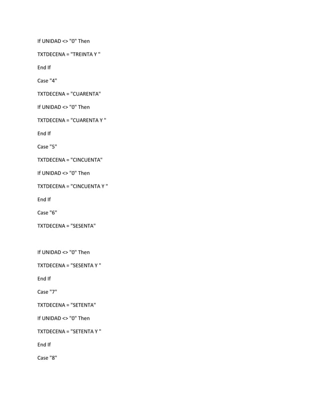 Codigo para convertir numeros a letras | DOCX