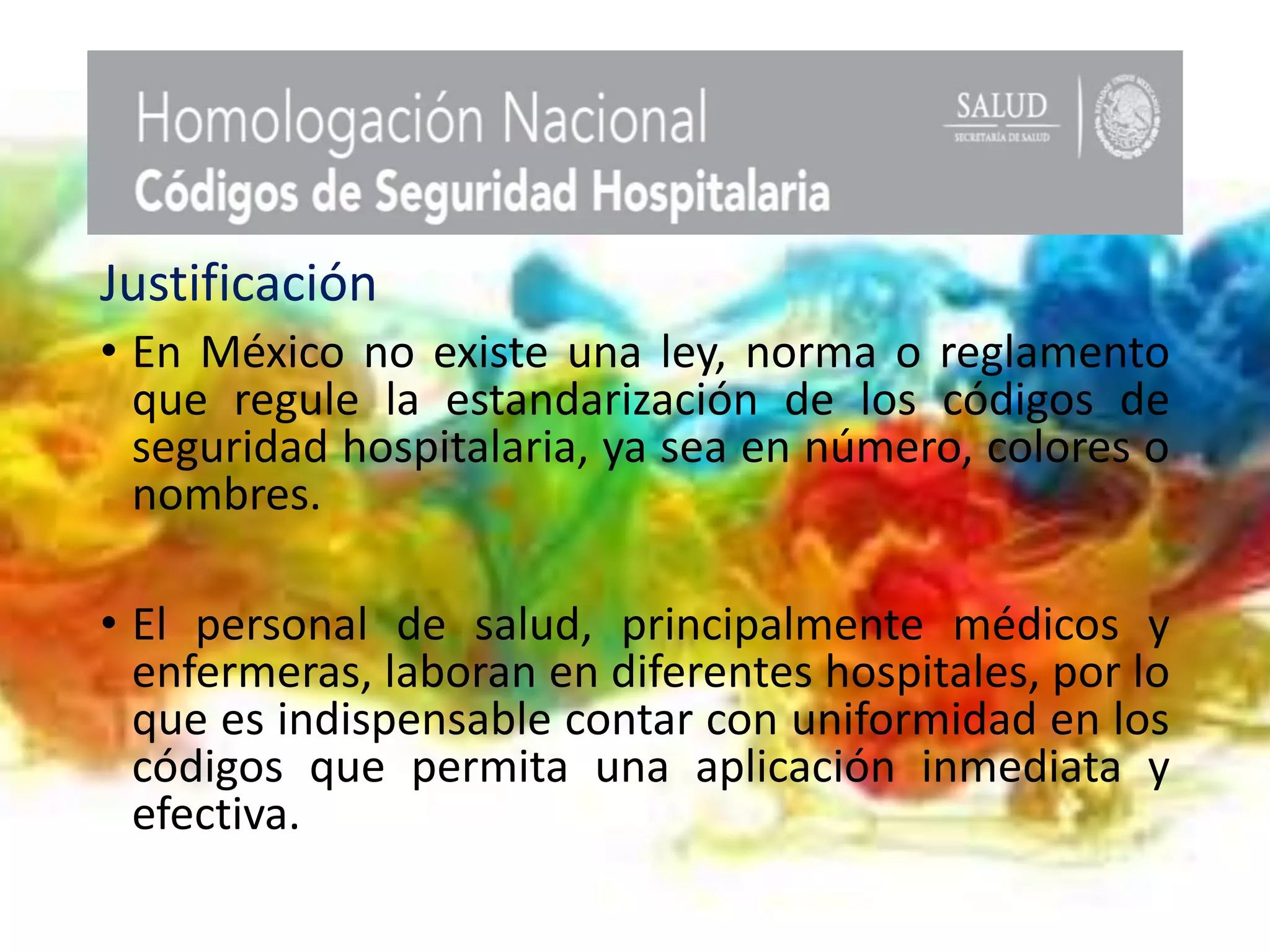 Códigos de seguridad hospitalaria nacional homologados México | PPTX
