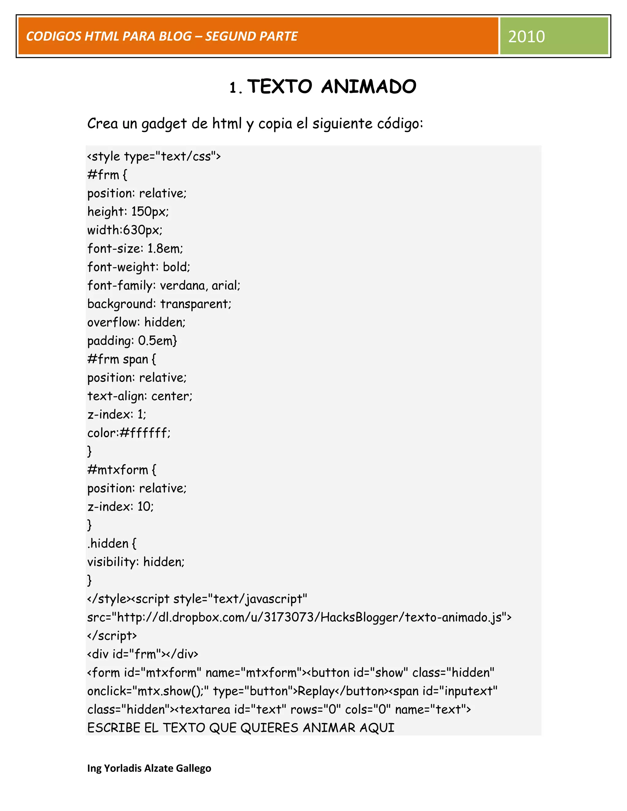 Codigos html para blog parte 2 | PDF