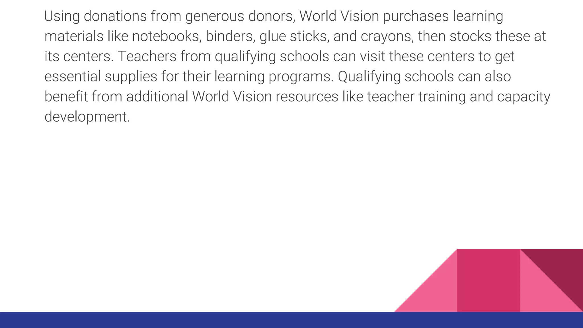 World Vision Resource Center Equips Schools with Supplies | PPT