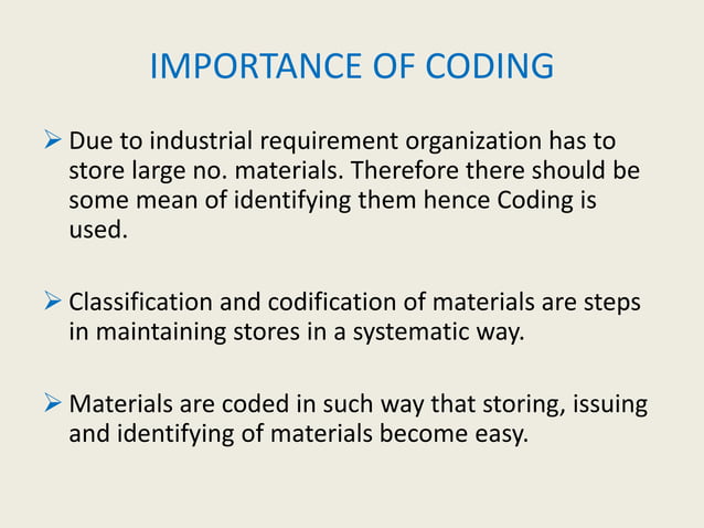 Coding in material management | PPTX