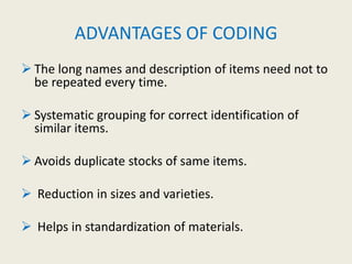 Coding in material management | PPTX