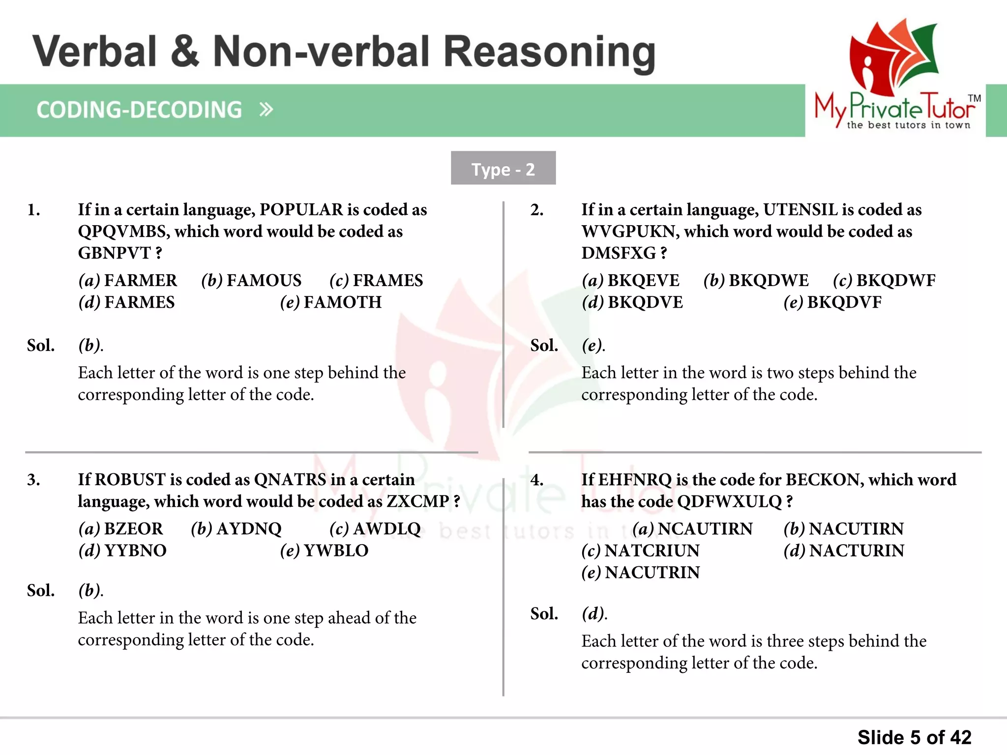 Questions on Verbal & Non Verbal Reasoning (Coding decoding) | PPT | Programming Languages ...