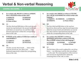 Questions on Verbal & Non Verbal Reasoning (Coding decoding) | PPT
