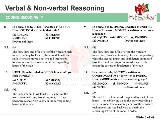 Questions On Verbal And Non Verbal Reasoning Coding Decoding Ppt Programming Languages