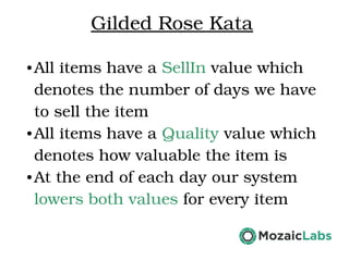 Coding Dojo - Golden Master Technique - Approval Tests - Gilded Rose ...