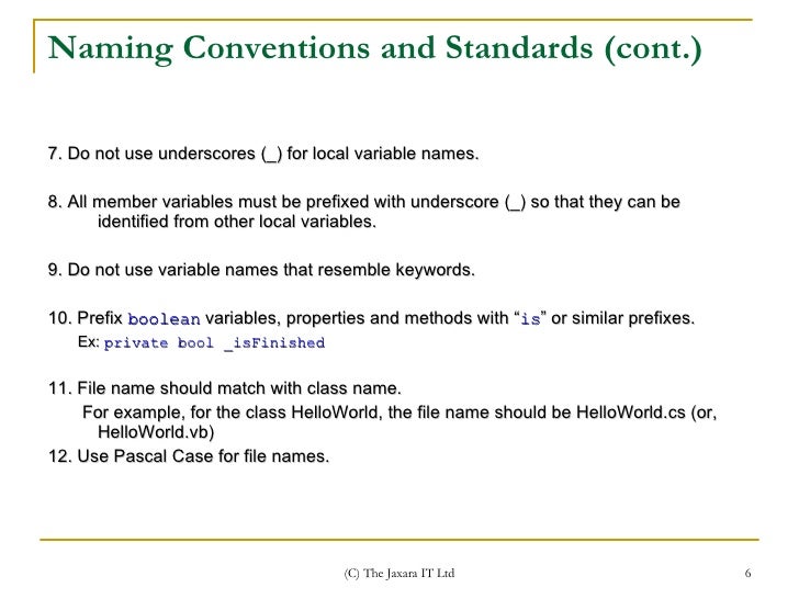 Coding Best Practices