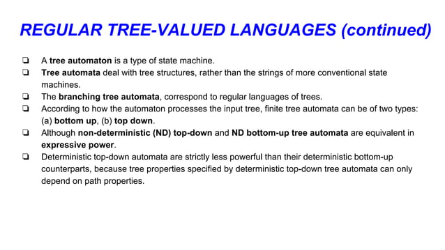 Tree Based Regular Languages | PPT