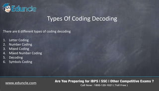 How to solve problems of coding decoding? | PPTX | Programming Languages | Computing