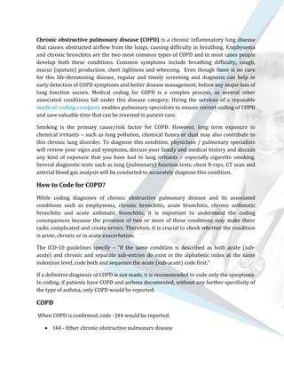 Coding for COPD – An Overview | PDF | Smoking Cessation | Wellness