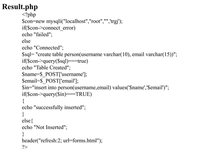 Coding For Php With Mysql Ppt 